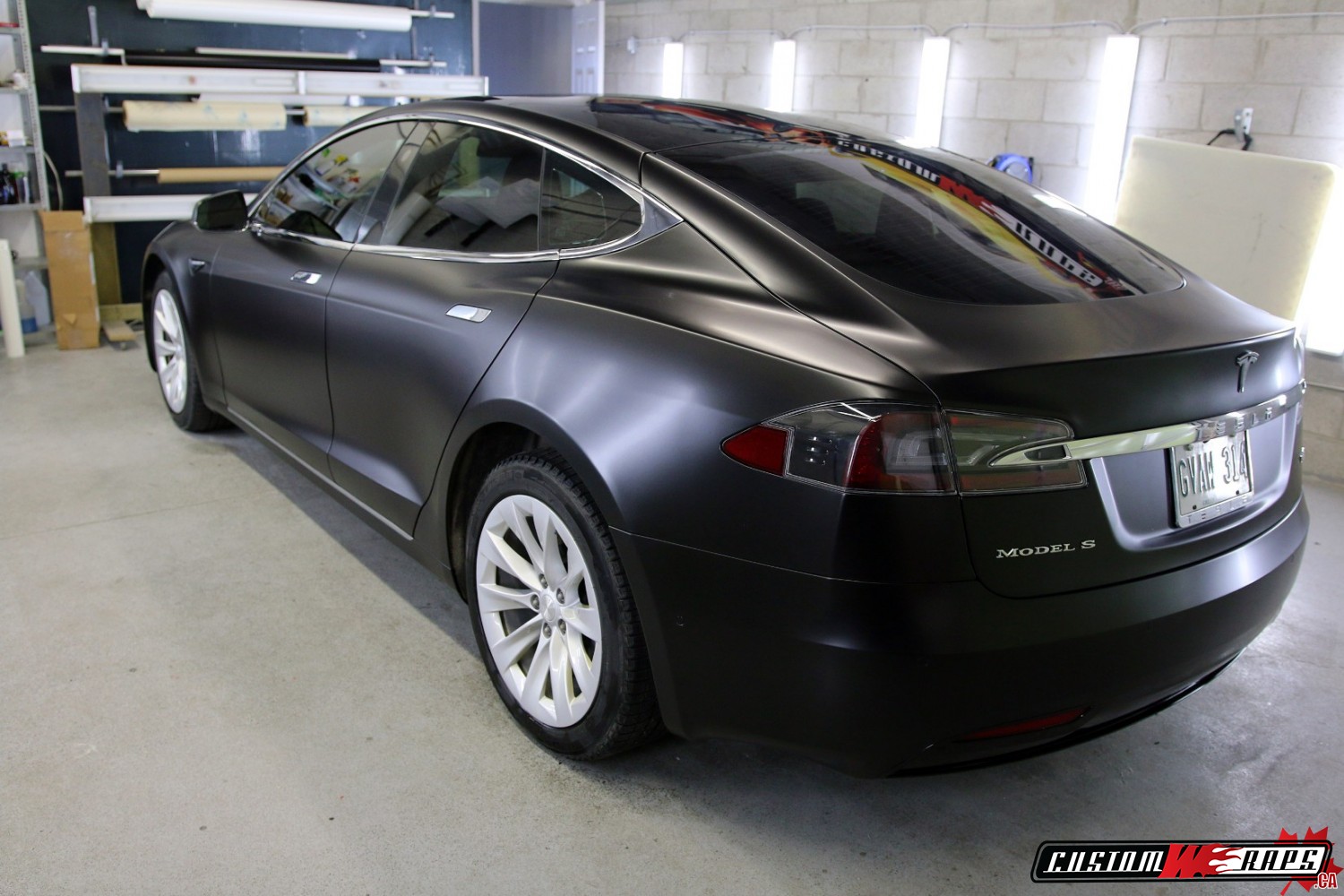 Tesla Model S Satin Black wrap - CUSTOMWRAPS.CA