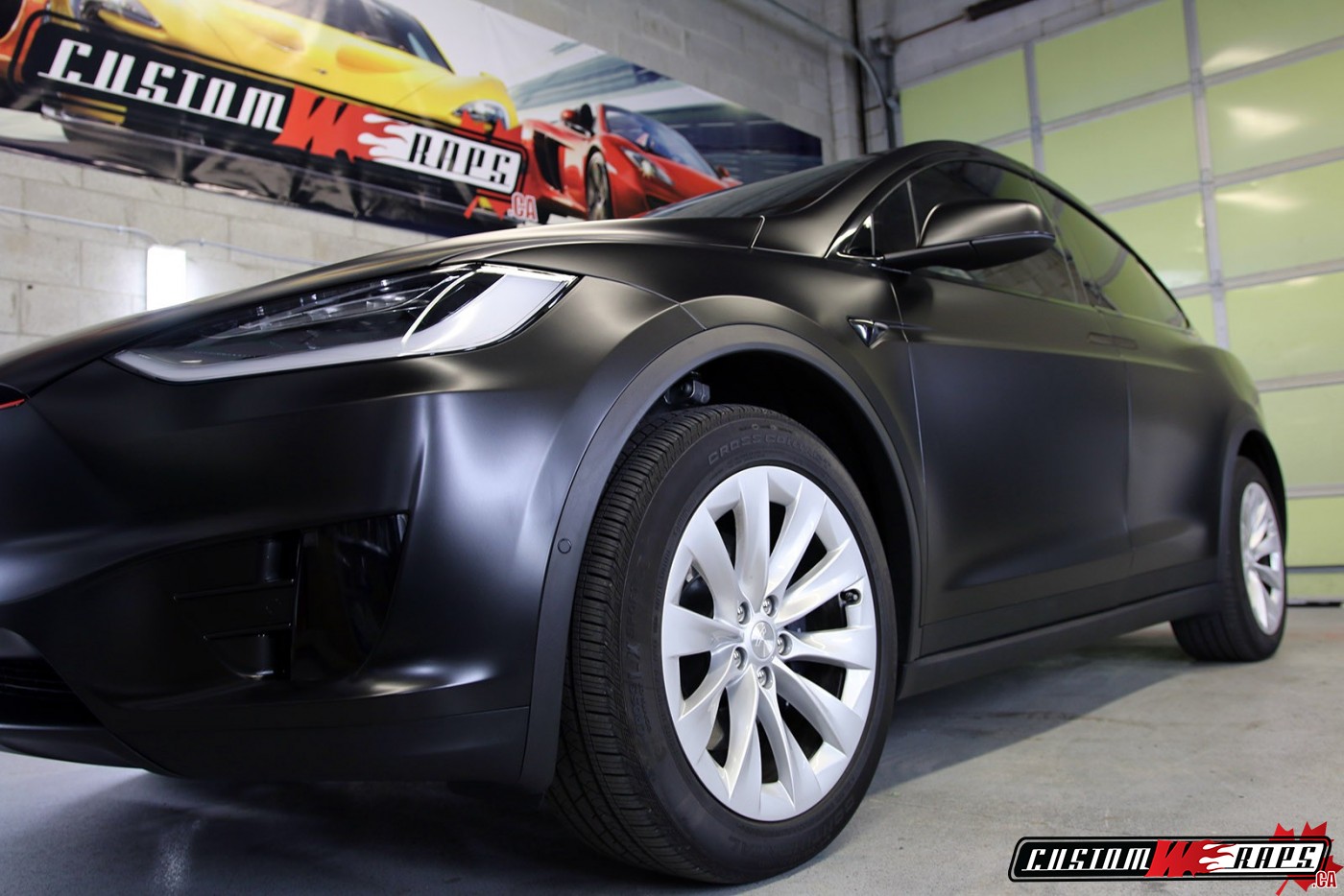 Tesla Model X Satin Black - CUSTOMWRAPS.CA