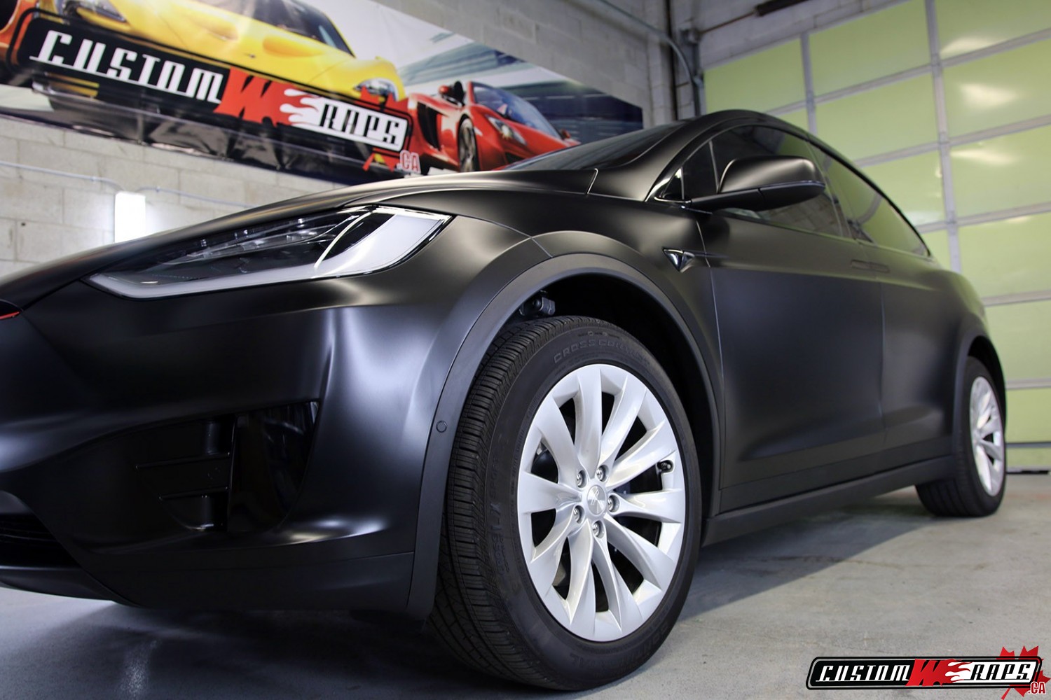 Tesla Model X Satin Black - CUSTOMWRAPS.CA
