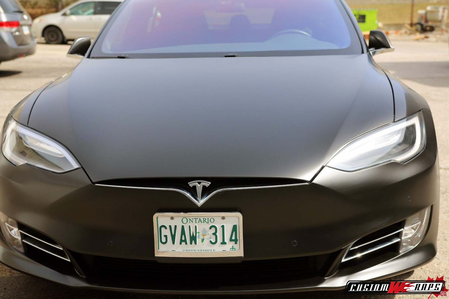 Tesla Model S Satin Black wrap - CUSTOMWRAPS.CA