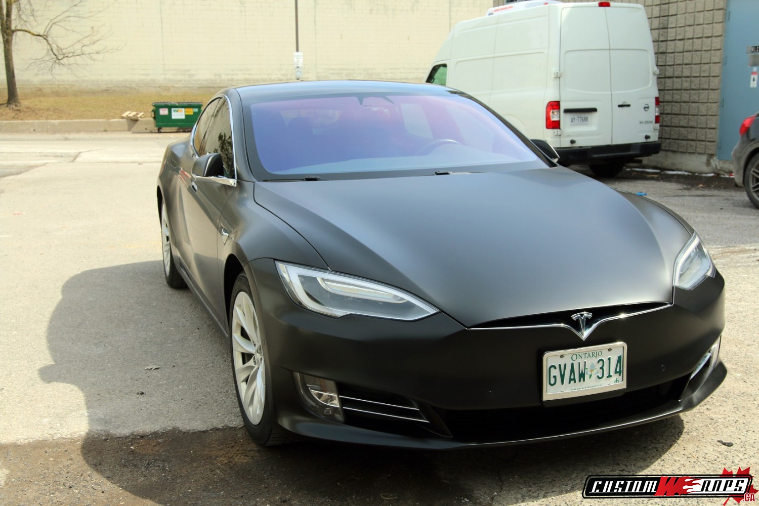 Tesla Model S Satin Black wrap - CUSTOMWRAPS.CA