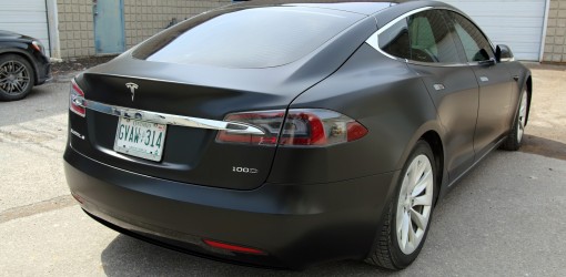 Tesla Model S Satin Black wrap - CUSTOMWRAPS.CA
