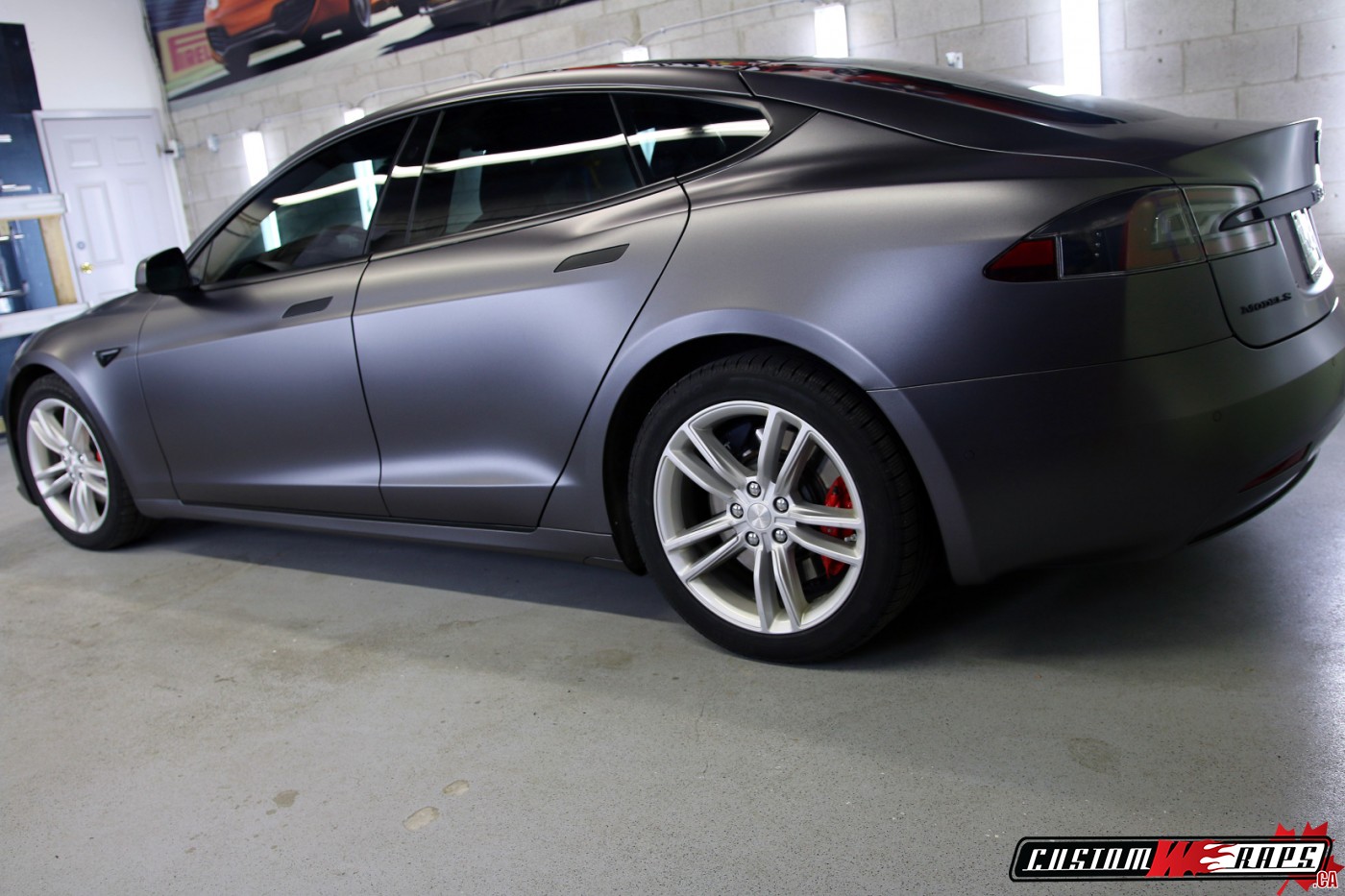 Tesla Model S Satin Dark Grey - CUSTOMWRAPS.CA
