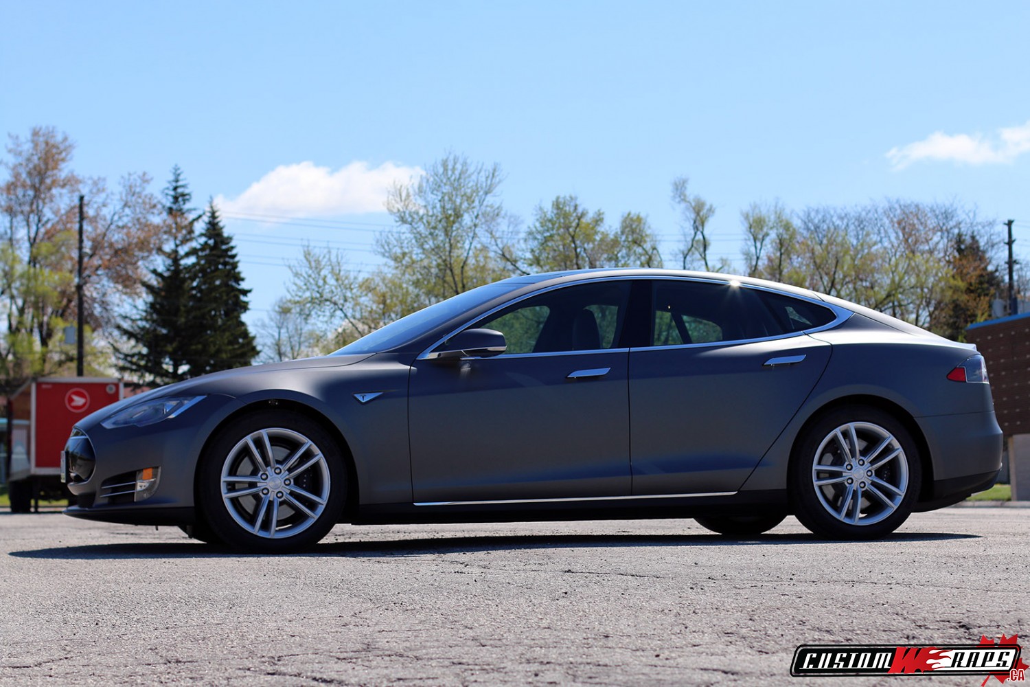 Tesla Model S Matte Dark Grey - CUSTOMWRAPS.CA
