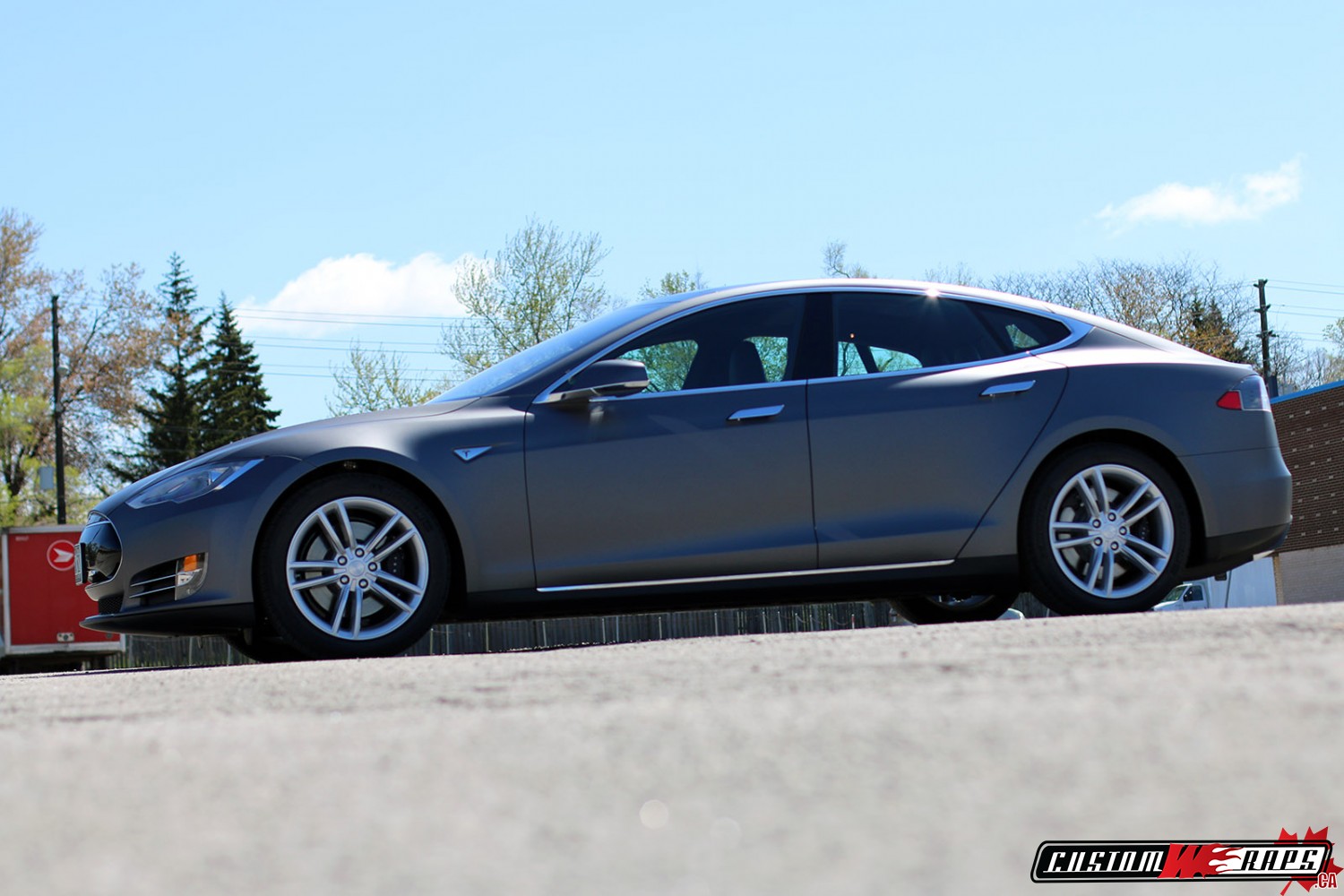 Tesla Model S Matte Dark Grey - CUSTOMWRAPS.CA