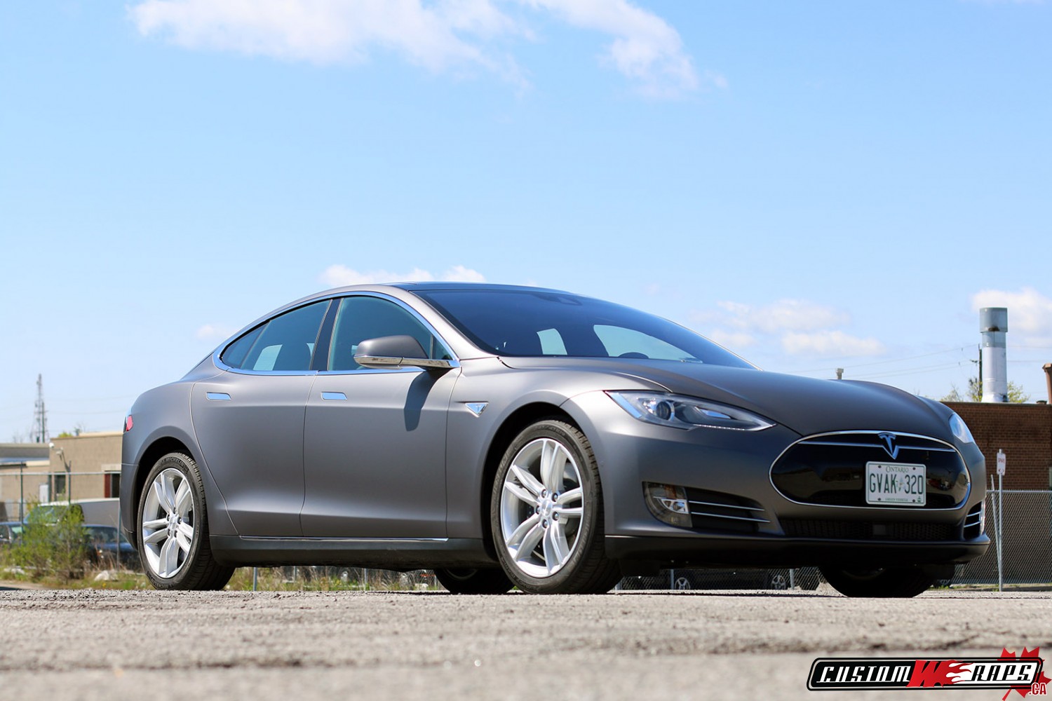 Tesla Model S Matte Dark Grey - CUSTOMWRAPS.CA