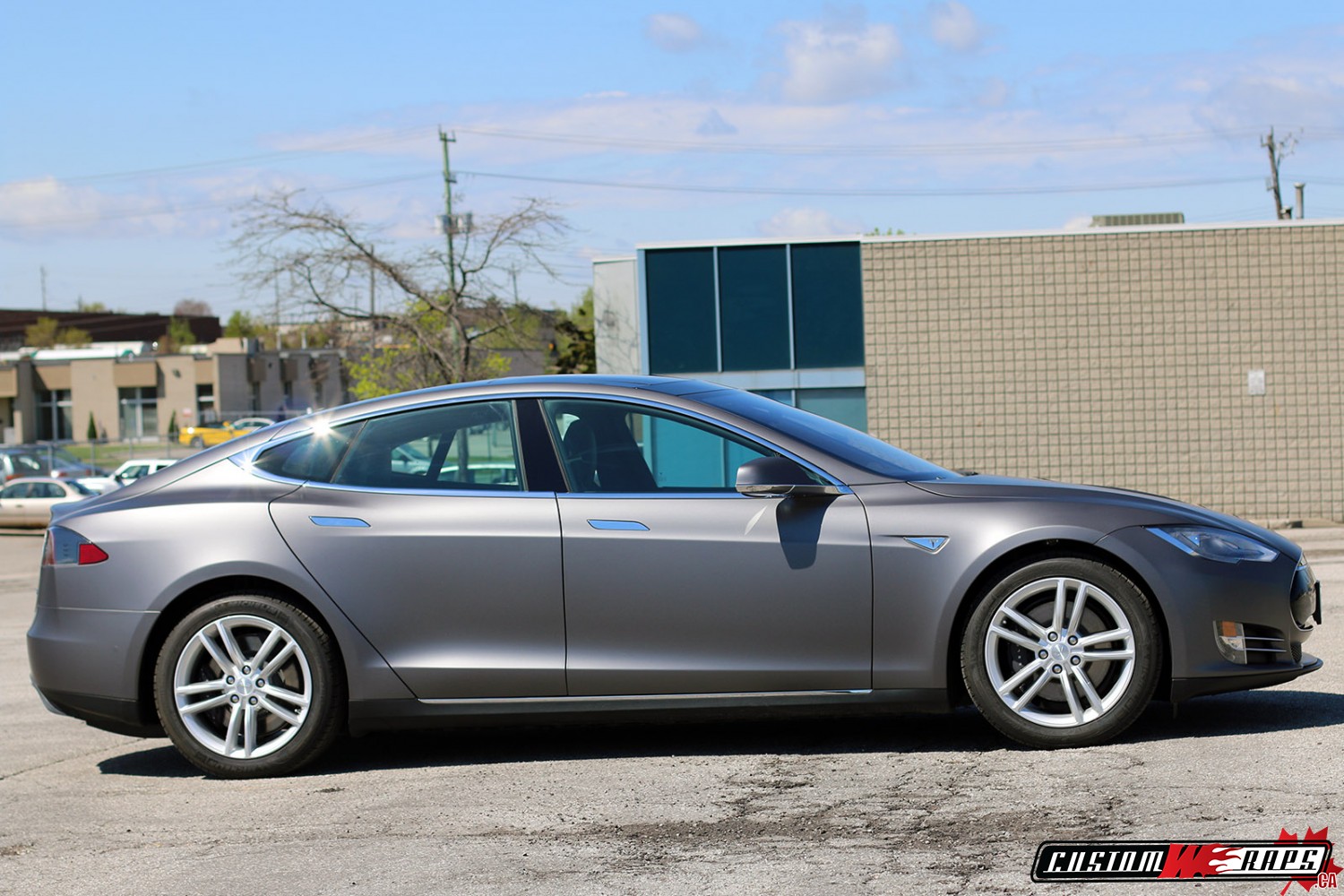 Tesla Model S Matte Dark Grey - CUSTOMWRAPS.CA