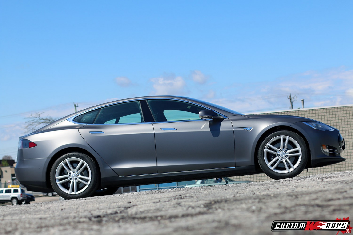 Tesla Model S Matte Dark Grey - CUSTOMWRAPS.CA