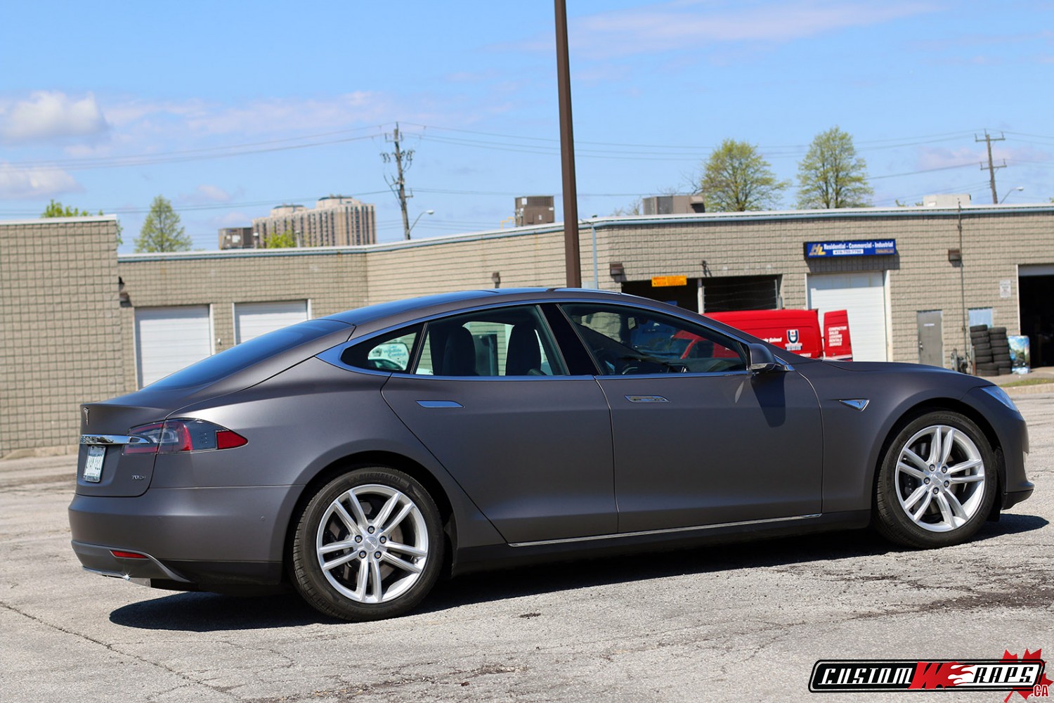 Tesla Model S Matte Dark Grey - CUSTOMWRAPS.CA