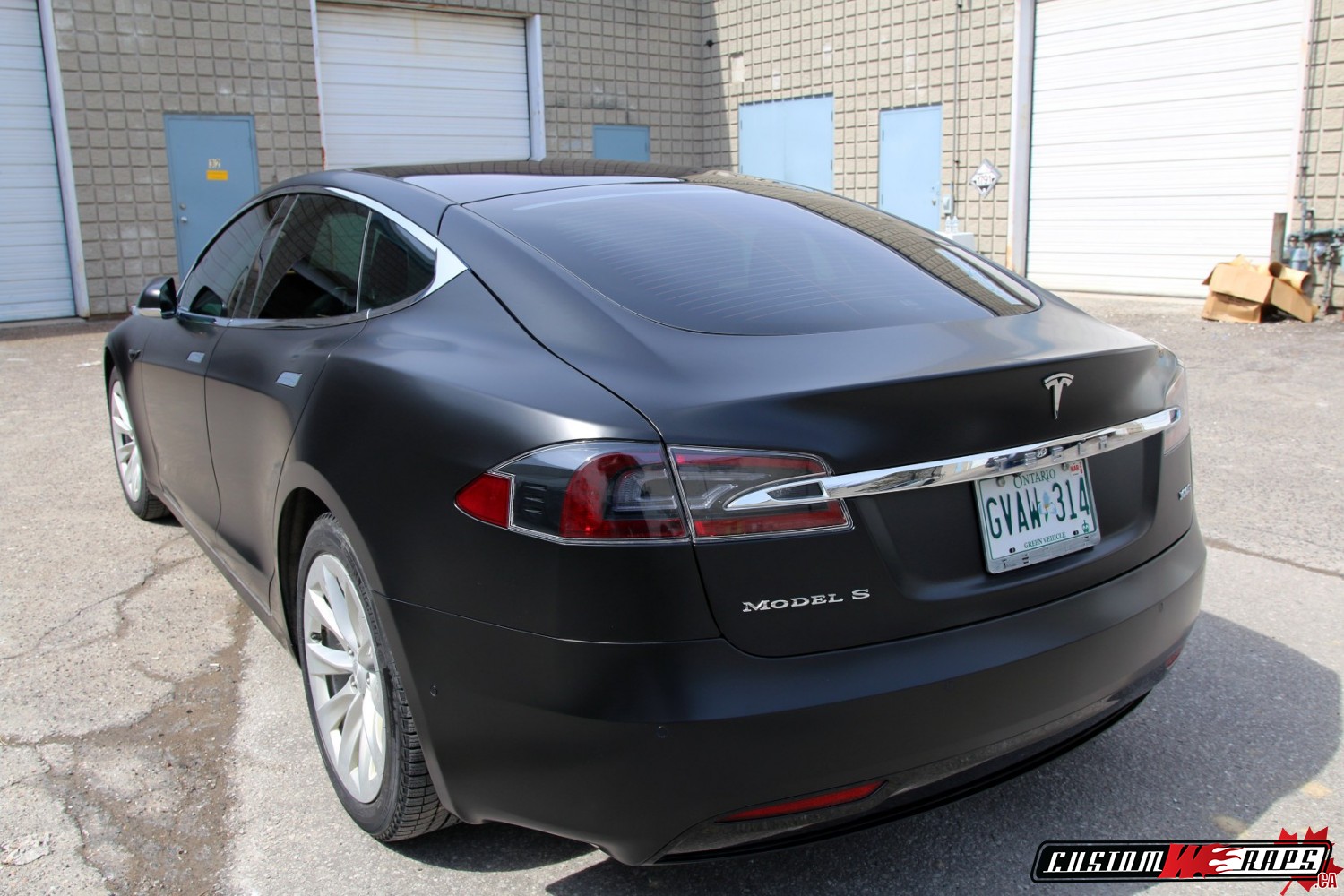 Tesla Model S Satin Black wrap - CUSTOMWRAPS.CA
