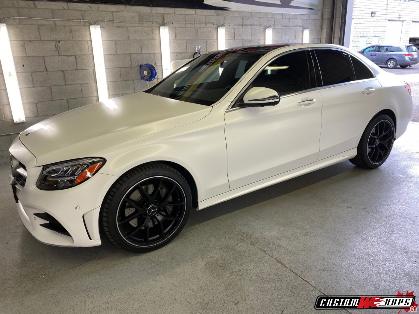 Mercedes C300 3M Satin White - CUSTOMWRAPS.CA