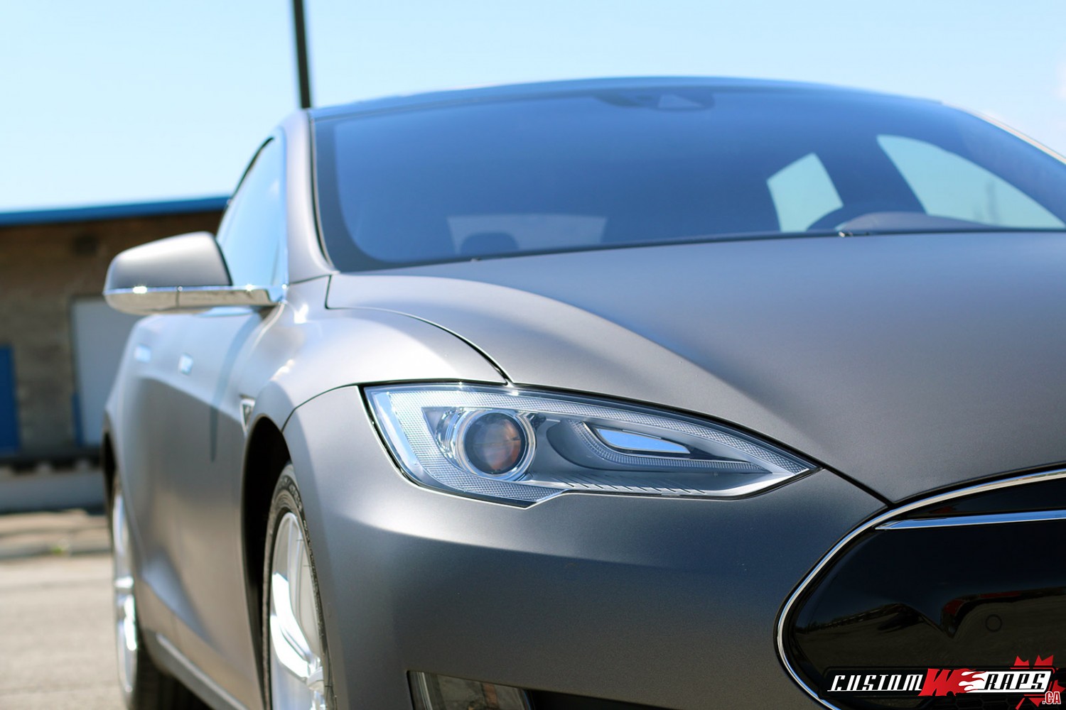 Tesla Model S Matte Dark Grey - CUSTOMWRAPS.CA