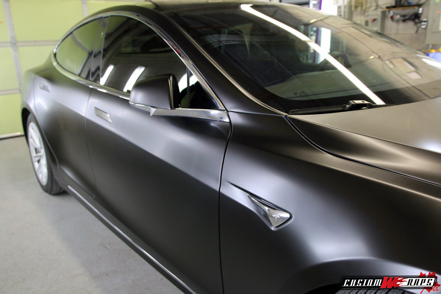 Tesla Model S Satin Black wrap - CUSTOMWRAPS.CA