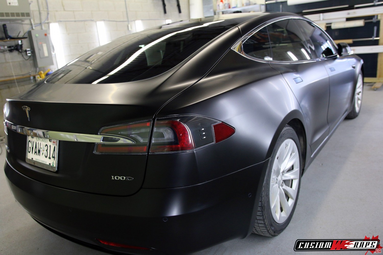 Tesla Model S Satin Black wrap - CUSTOMWRAPS.CA