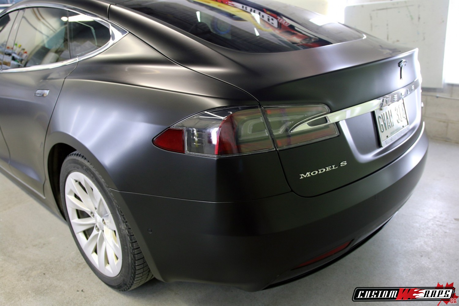 Tesla Model S Satin Black wrap - CUSTOMWRAPS.CA