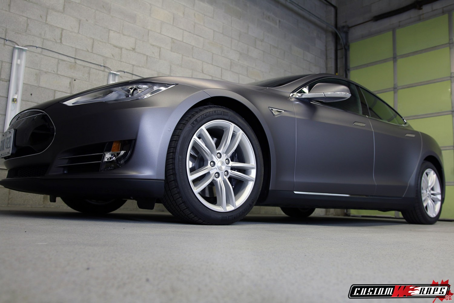 Tesla Model S Matte Dark Grey - CUSTOMWRAPS.CA