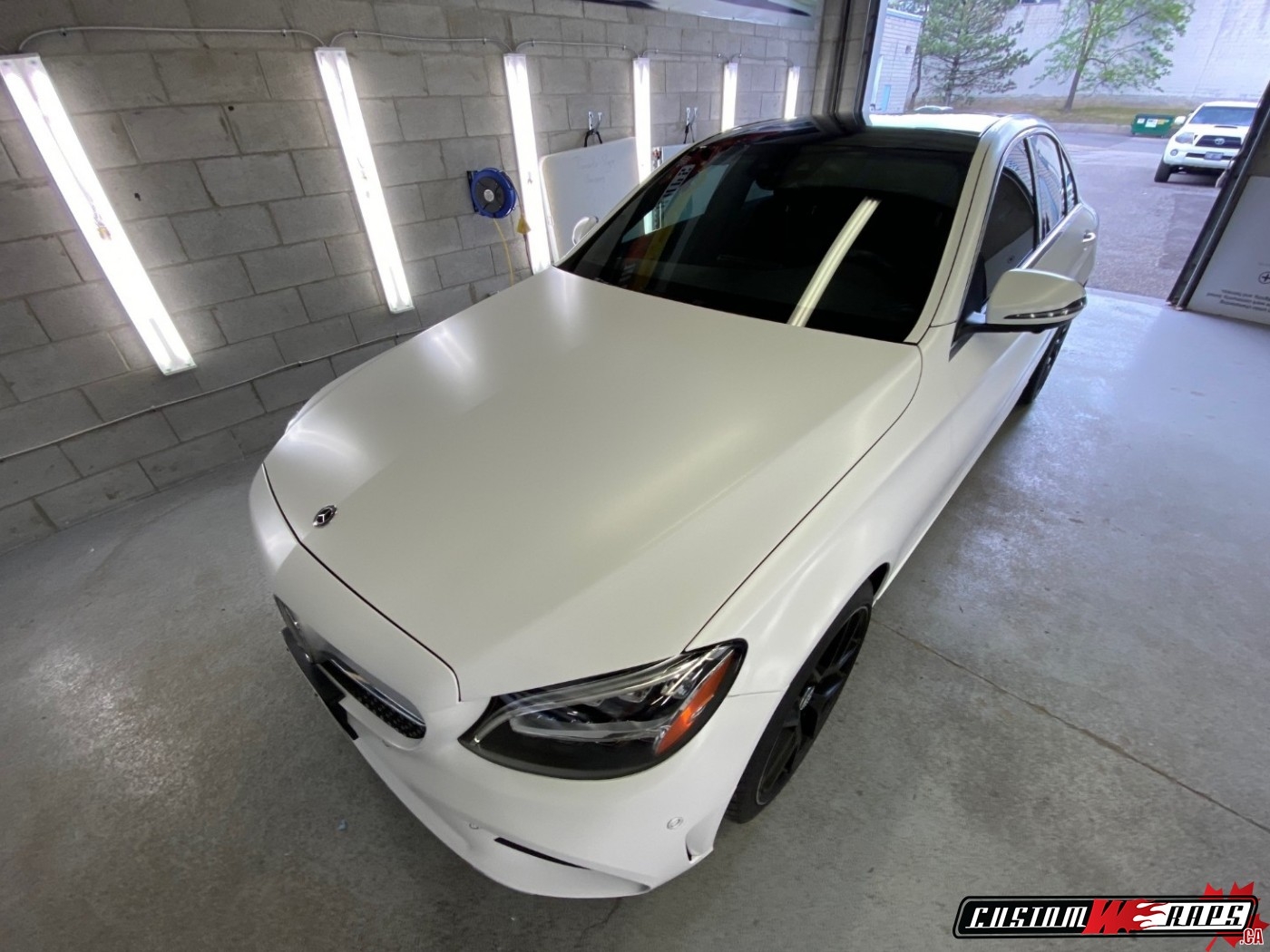 Mercedes C300 3M Satin White - CUSTOMWRAPS.CA
