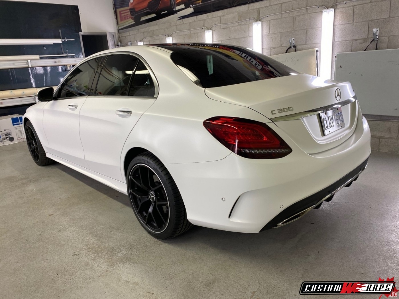 Mercedes C300 3M Satin White - CUSTOMWRAPS.CA