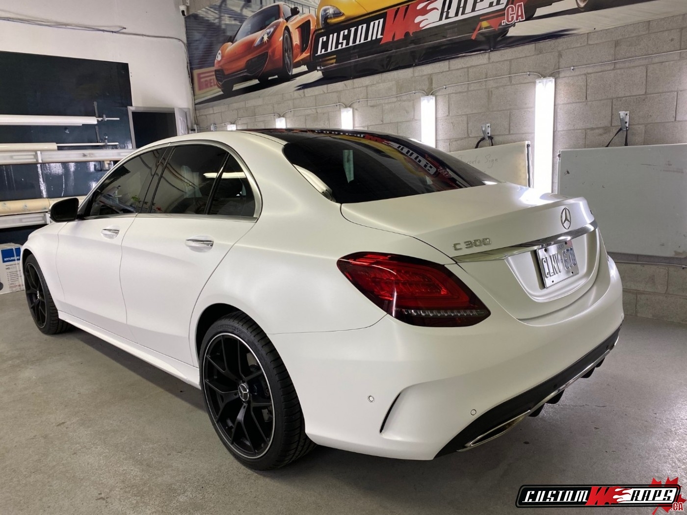 Mercedes C300 3M Satin White - CUSTOMWRAPS.CA