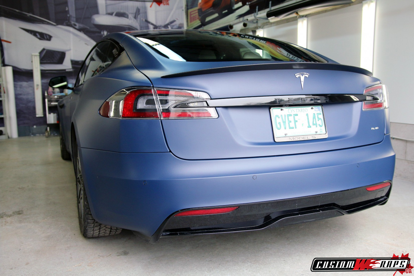 Tesla Model S Matte Indigo - CUSTOMWRAPS.CA