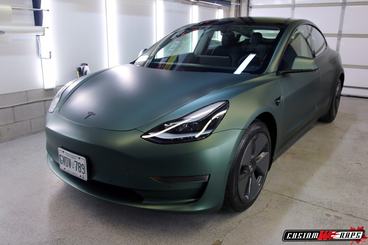 Tesla 3 Matte Pine Green Metallic - CUSTOMWRAPS.CA