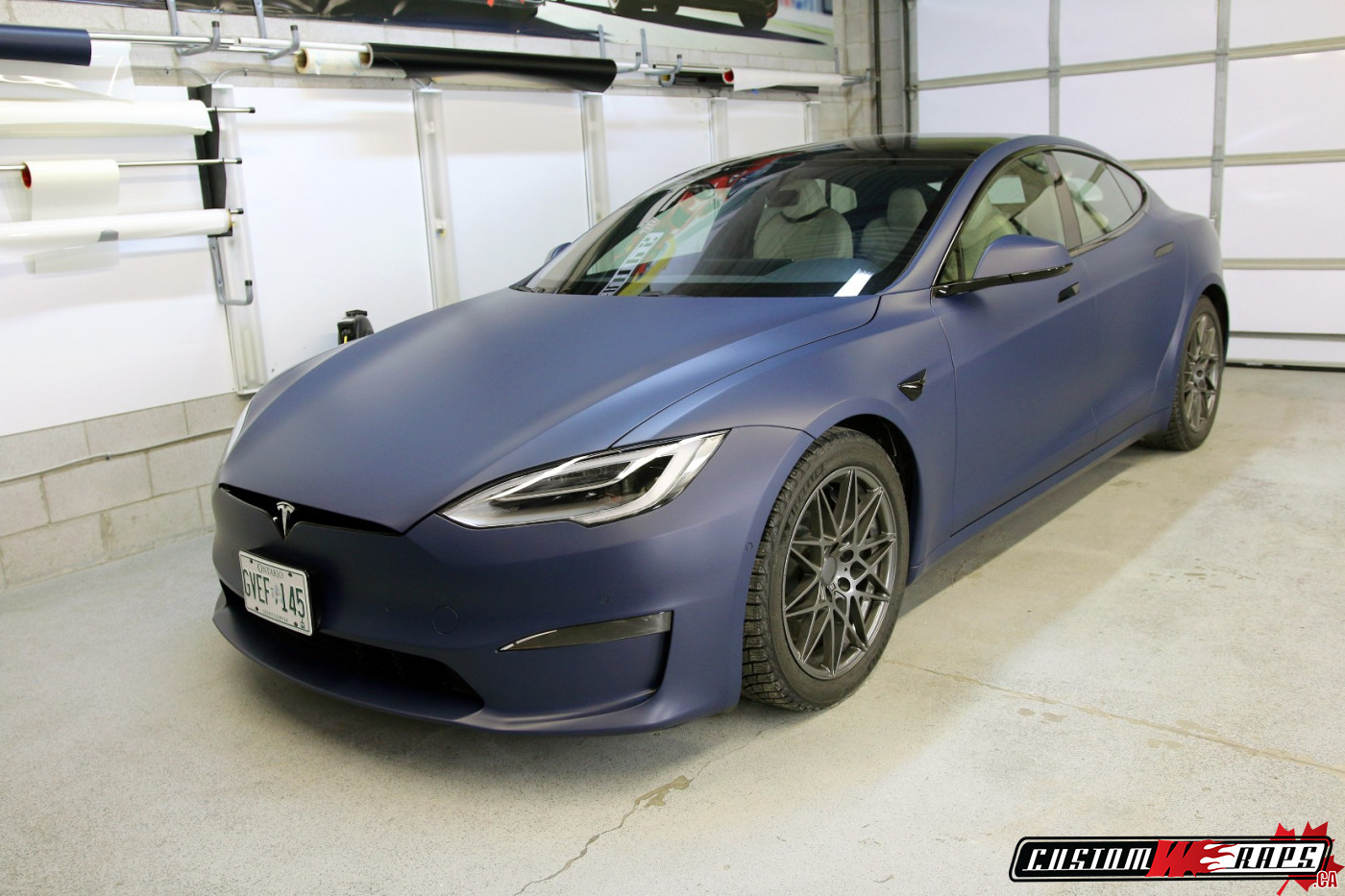 Tesla Model S Matte Indigo - CUSTOMWRAPS.CA