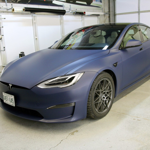 Tesla Model S Matte Indigo - CUSTOMWRAPS.CA