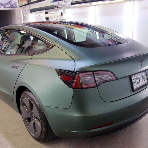 Tesla 3 Matte Pine Green Metallic - CUSTOMWRAPS.CA