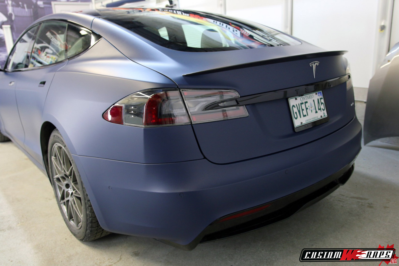 Tesla Model S Matte Indigo - CUSTOMWRAPS.CA
