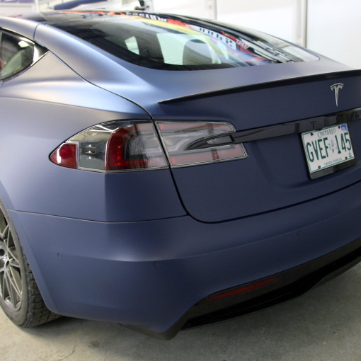 Tesla Model S Matte Indigo - CUSTOMWRAPS.CA
