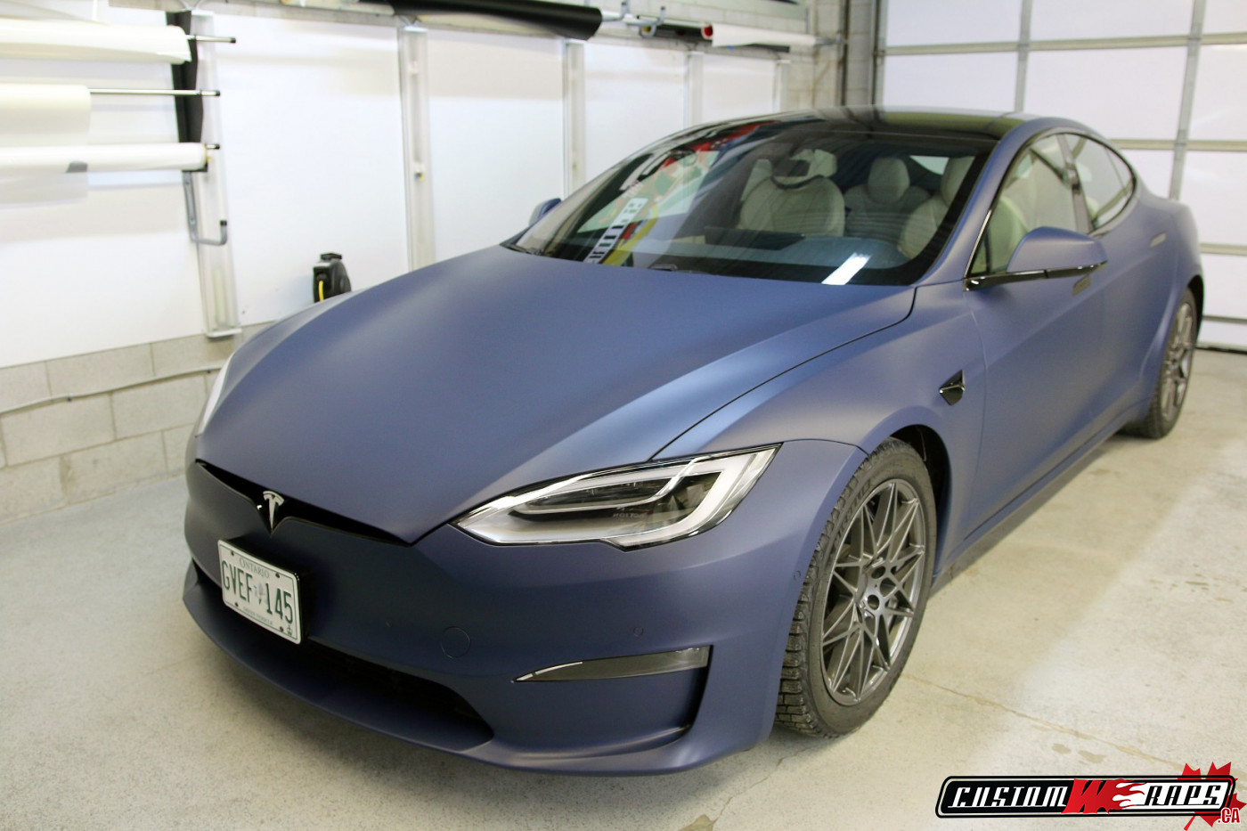 Tesla Model S Matte Indigo - CUSTOMWRAPS.CA
