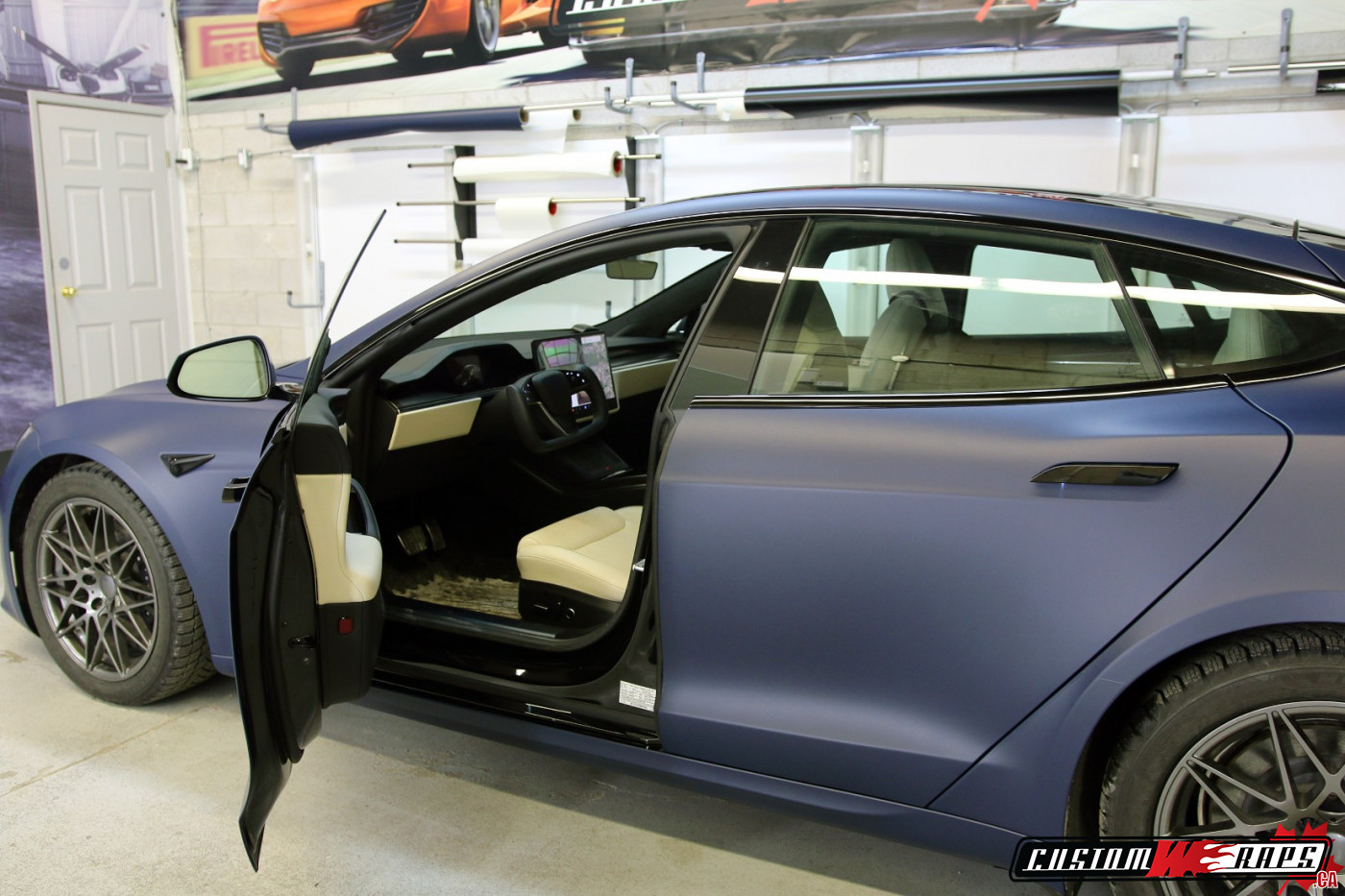 Tesla Model S Matte Indigo - CUSTOMWRAPS.CA