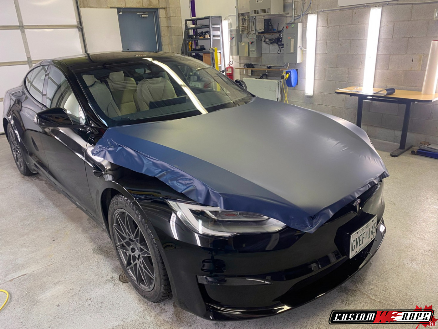 Tesla Model S Matte Indigo - CUSTOMWRAPS.CA