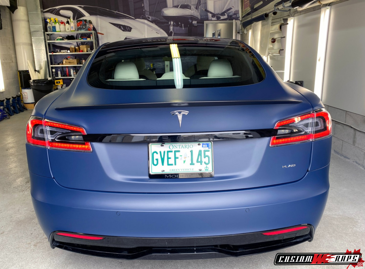 Tesla Model S Matte Indigo - CUSTOMWRAPS.CA