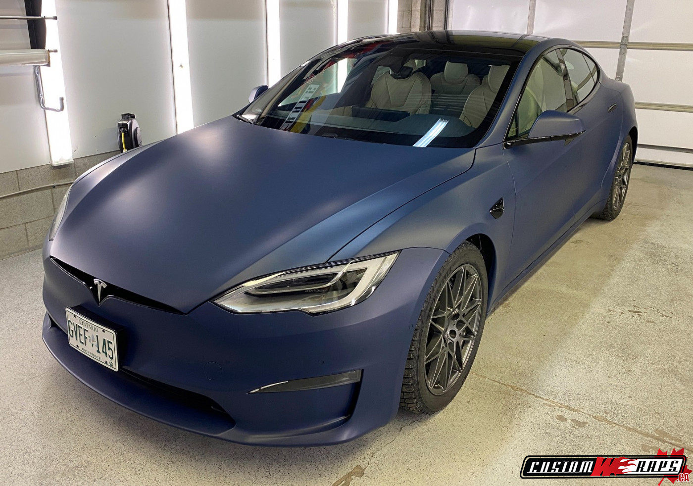 Tesla Model S Matte Indigo - CUSTOMWRAPS.CA